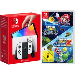 NINTENDO SWITCH Konsolen-Set "NSW OLED Konsole weiss inkl.Super Mario Galaxy 1+2", wei&szlig;, B:24,2cm H:1,39cm T:10,2cm, Spielekonsolen