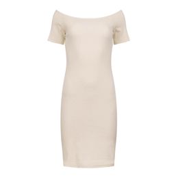 Off-Shoulder Enges Kleid in Creme Beige