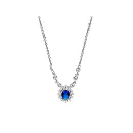 ZEEme Silber Halskette Silber 925 rhodiniert mit Zirkonia blau und wei&szlig;