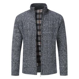 Allthemen Herren Strickjacke mit Rei&szlig;verschluss Cardigan Grobstrick mit Stehkragen f&uuml;r den Winter Dunkelgrau