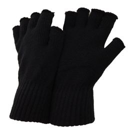 FLOSO Herren Fingerlose Winterhandschuhe (Schwarz)