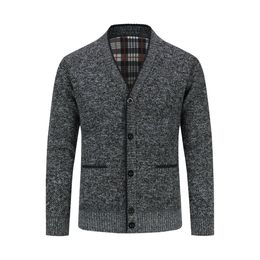 Allthemen Herren Strickjacke mit Zwei Taschen Knopf Stehkragen Strickjacke f&uuml;r den Winter Dunkelgrau