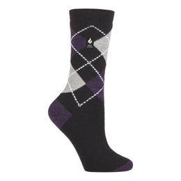 Heat Holders Damen Ultra Lite Thermal Brushed Inner Yarn Design Socken Schwarz/Lila (Valletta)