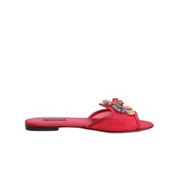 Dolce & Gabbana Dolce & Gabbana Rote Verzierte Ballerinas Slip-On Sandalen Schuhe
