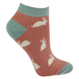 Damen Bambus Trainer Socken | Miss Sparrow | Atmungsaktive Low Cut Socken f&uuml;r Frauen - Kaninchen (Pink)