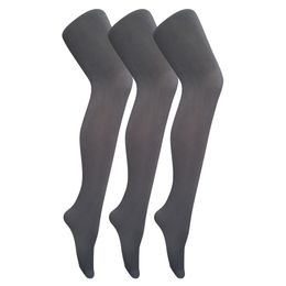 3 Paar Multipack Damen farbige undurchsichtige 80 Denier Strumpfhosen | Socken Snob | Einfarbige Block Farbe Strumpfhosen - Charcoal
