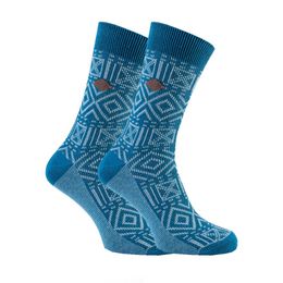 Farah - 2er-Pack Herren 1920 gestrickt Vintage Aztec gemustert Baumwolle formale Kleid Socken - FNS011DPSB