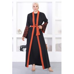 Spitzen Detailed Abaya Ziegelrot