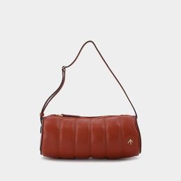 Gepolsterte Zylindertasche aus rotem Leder