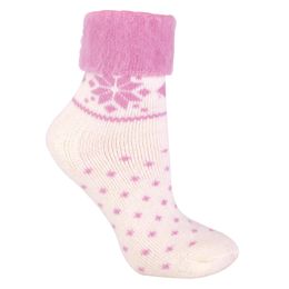 Damen Wollsocken mit Fairisle Design | Socken Snob | Thermo Lounge Socken f&uuml;r den Winter | F&uuml;r Stiefel, zum Schlafen, im Freien oder als Geschenk | Weihnachtsdesigns - Creme