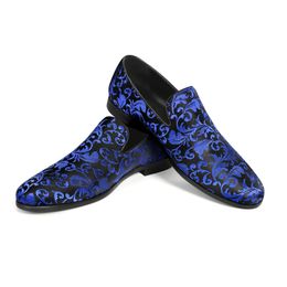 Allthemen Herren Penny Loafer mit edlem Jacquard Blau