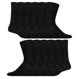 12 Paar Multipack Gentle Grip Top Diabetiker Socken | IOMI | Mid Calf Loose Top Non Elastic Cotton Socken mit Handlinked Seamless Toe - Black