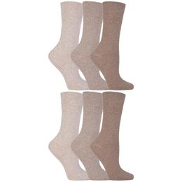 Gentle Grip - 6 Paar Damen Diabetiker-Socken mit Honigkamm-Oberteil und handgekettelten Zehenn&auml;hten - Beige