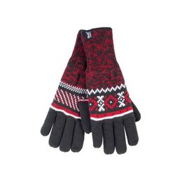 Heat Holders Gestreifte Herren Nordic Fairisle Zig Zag gestrickt Fleece gef&uuml;ttert warme Handschuhe