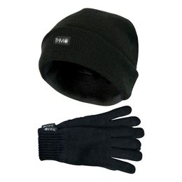 Herren Thinsulate M&uuml;tze und Handschuhe Set | THMO | Acryl gestrickte M&uuml;tze & Handschuhe f&uuml;r Winter - Schwarz