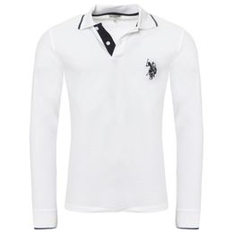 U.S. Polo Assn. Langarm Poloshirt in Wei&szlig;