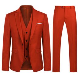 Allthemen 3-teiliger Slim Fit Ein-Knopf-Modeanzug in Rot