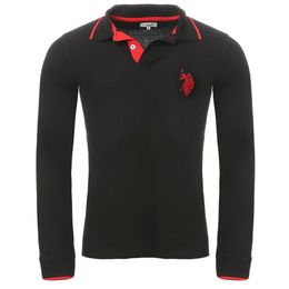 U.S. Polo Assn. Langarm Poloshirt in Schwarz