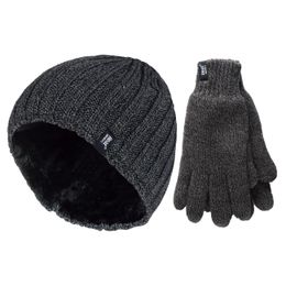 Heat Holders Herren Thermom&uuml;tze & Handschuh Set f&uuml;r den Winter | W&auml;rmespeicher | Fleece gef&uuml;ttert - Grau