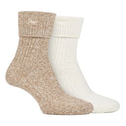 Ladies Turn Cuff Socks | JEEP | Walking Boot Socks Women, Komfortable Performance Polyester Socken - Taupe / Creme
