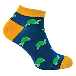 Herren Bambus-Trainersocken | Herr Heron | Tier Thema atmungsaktiv Low Cut Sneaker Socken - Schildkr&ouml;ten (Navy)
