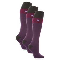Heat Holders W&auml;rmehalter - 3er-Pack Ladies Thermal Knee High Ski Socks | WoMens Thick Winter 2.3 TOG Long Skiing Socks - Purple / Charcoal