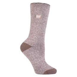 Heat Holders Lite - D&uuml;nne Winter-Thermosocken f&uuml;r Damen in einfarbigen Farben - Braun / Creme