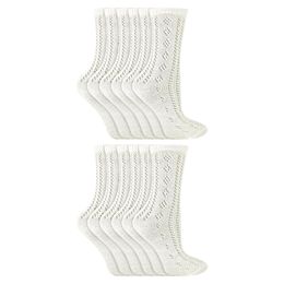12 Paar Multipack Girls Pelerine Ankle Cotton Socks - Wei&szlig;