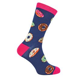 Herr Heron - Herren Bambus Socken | Neuheit Funky Socken | Gemusterte Argyle gestreifte Socken | Atmungsaktiv weich | Geschenke f&uuml;r ihn - Donuts (Navy)