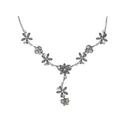 Steuer Modeschmuck Collierkette Metall Y-Collier silberf. Mit Blumen und Schmetterlingen