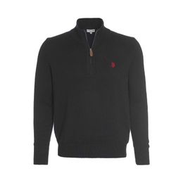 U.S. Polo Assn. Herren Zip Troyer &ndash; Pullover mit Stehkragen &ndash; Eleganter Langarm Strickpullover in Schwarz