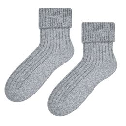 Damen Bettsocken aus Wolle | Steven | Superweiche, gem&uuml;tliche Lounge-Schlafsocken in Hellgrau