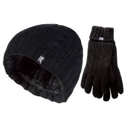 Heat Holders - Damen M&uuml;tze & Handschuhe Set f&uuml;r den Winter - Schwarz