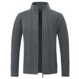 Allthemen Herren Strickjacke mit Rei&szlig;verschluss Cardigan Grobstrick mit Stehkragen Grau
