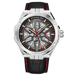 Silber und Schwarz Gio Swiss Automatic 44mm Skeleton