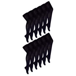 12 Paar Multipack M&auml;dchen Schuluniform Strumpfhosen | Sock Snob | Soft & Comfy Plain Opaque Pantyhose Strumpfhosen f&uuml;r Kinder - Schwarz