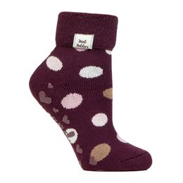 Heat Holders Damen Kuschelsocken mit Umschlagb&uuml;ndchen | W&auml;rmehalter | Warme flauschige Lounge-Socken f&uuml;r den Winter - Cabernet Dots