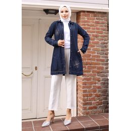 Stein Detailed Denim Hemd Dunkelblau-Denim