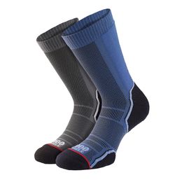 1000 Mile - 2er-Pack Herren Trekking Socken mit einlagigem, atmungsaktivem Merinowolle - Marineblau / Anthrazit