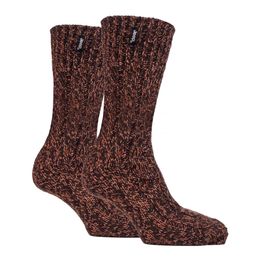 Herren Wolle Wandern Socken | JEEP | Knit Ribbed Design gepolstert Boot Socken f&uuml;r Trekking, Laufen, Wandern - Amber / Brown