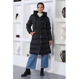 Kapuze Daunenjacke Schwarz
