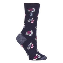 Heat Holders - Ladies Ultra Lite Thermal Brushed Inner Yarn Design Socken - Navy (Murcia)