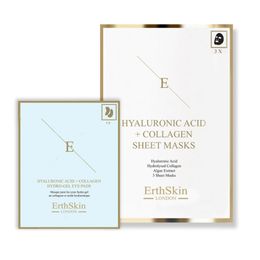 Hyalurons&auml;ure & Kollagen Maske - 3 Blatt + Hyalurons&auml;ure + Kollagen Hydrogel Augenpads 5 X 2