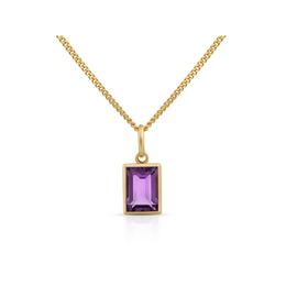 OROLINO Halskette 585 Gold mit echtem Amethyst 42/45cm lang