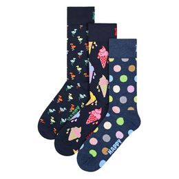 Happy Socks 3er-Pack Unisex Socken-Set mit schickem Design - Marineblau