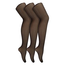 3 Paar Multipack Netzstrumpfhosen f&uuml;r Frauen | Sock Snob | Stylish Footed Pretty Stocking Ideal f&uuml;r Dance Party - Schwarz