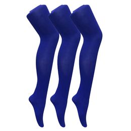 3 Paar Multipack Damen farbige undurchsichtige 80 Denier Strumpfhosen | Socken Snob | einfarbige Block Farbe Strumpfhosen - Colbalt Blau