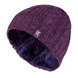 Heat Holders Thermische Fleece-gef&uuml;tterte Damen-Winterm&uuml;tze mit Zopfmuster