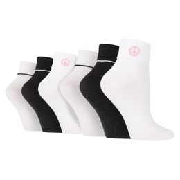 6 Paar Damen Lounge Turn Cuff Socken | Wildfeet | Kn&ouml;chel stricken bestickte Socken - Frieden