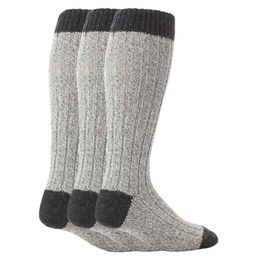 Workforce - 3 Paar Herren extra lange kniehohe warme Wollstiefelsocken
